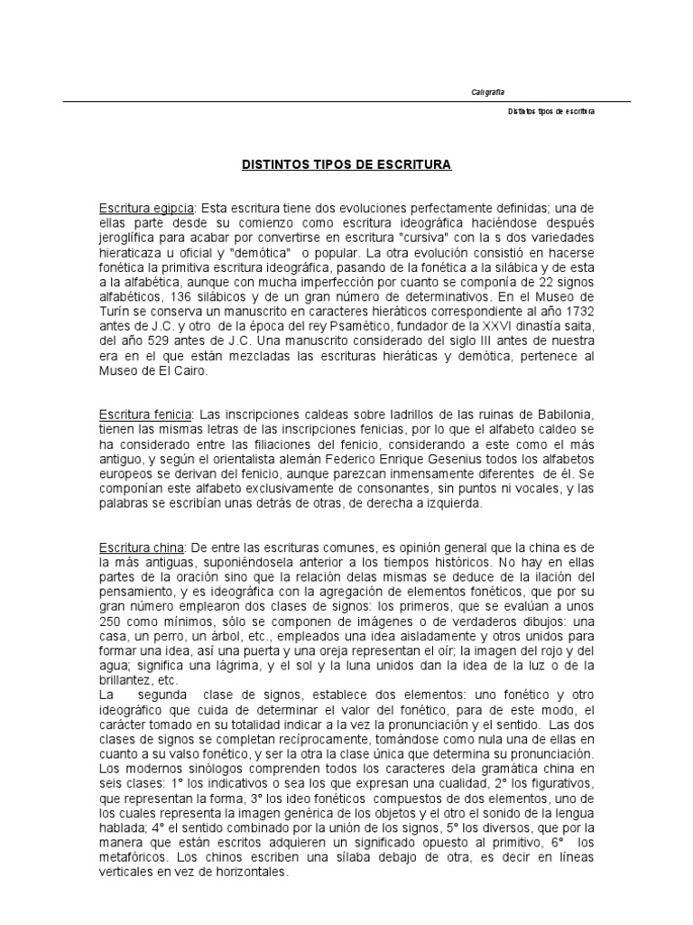 Distintos Tipos de Escritura | PDF | Alfabeto | Escritura