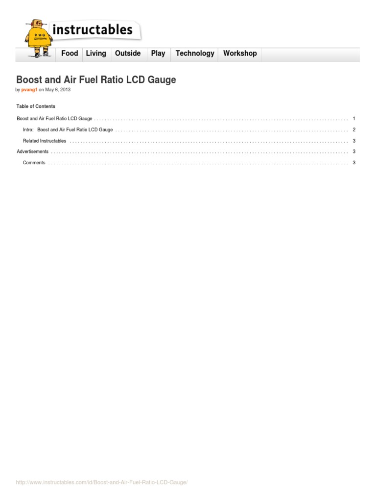 Building an LCD Gauge to Display Boost Pressure and Air Fuel Ratio Readings | PDF | Arduino ...