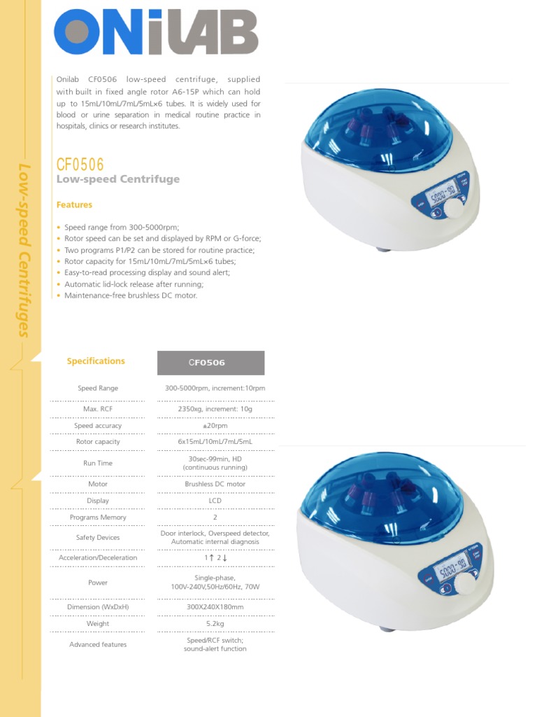 Onilab CF0506 | PDF | Centrifuge | Engines