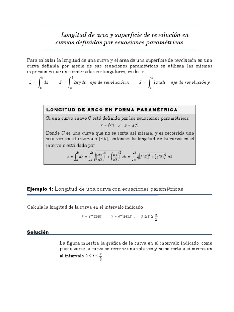 08 Aplicaciones en Ecuaciones Paramétricas | Descargar gratis PDF | Integral | Curva