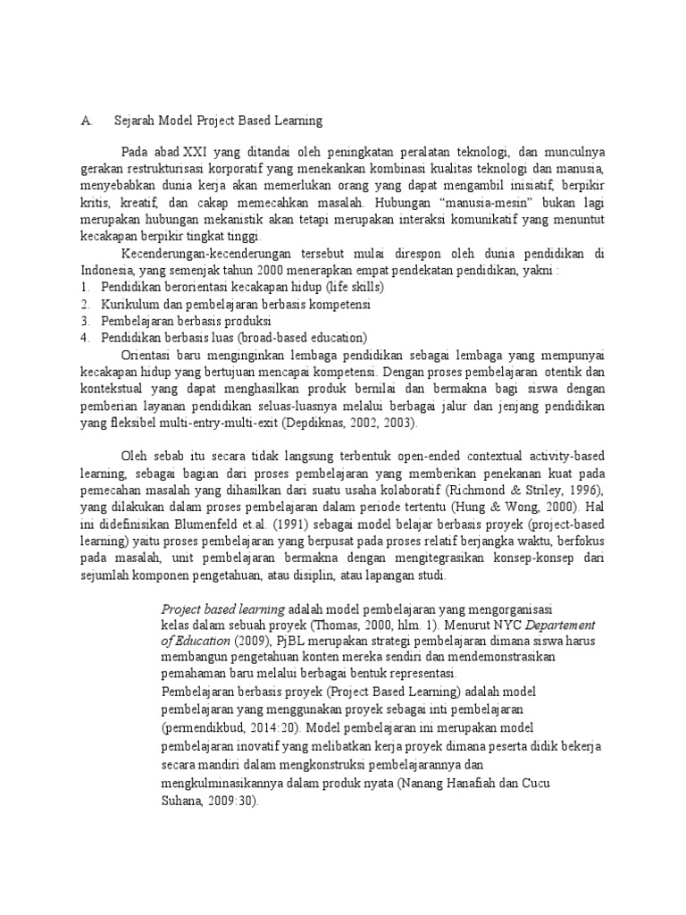 Sejarah Model Project Based Learning | PDF