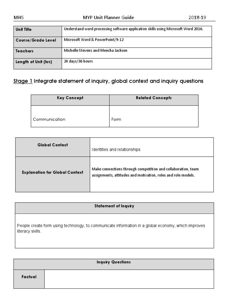 MYP UP Template Guide 18-19 | Download Free PDF | Rubric (Academic ...