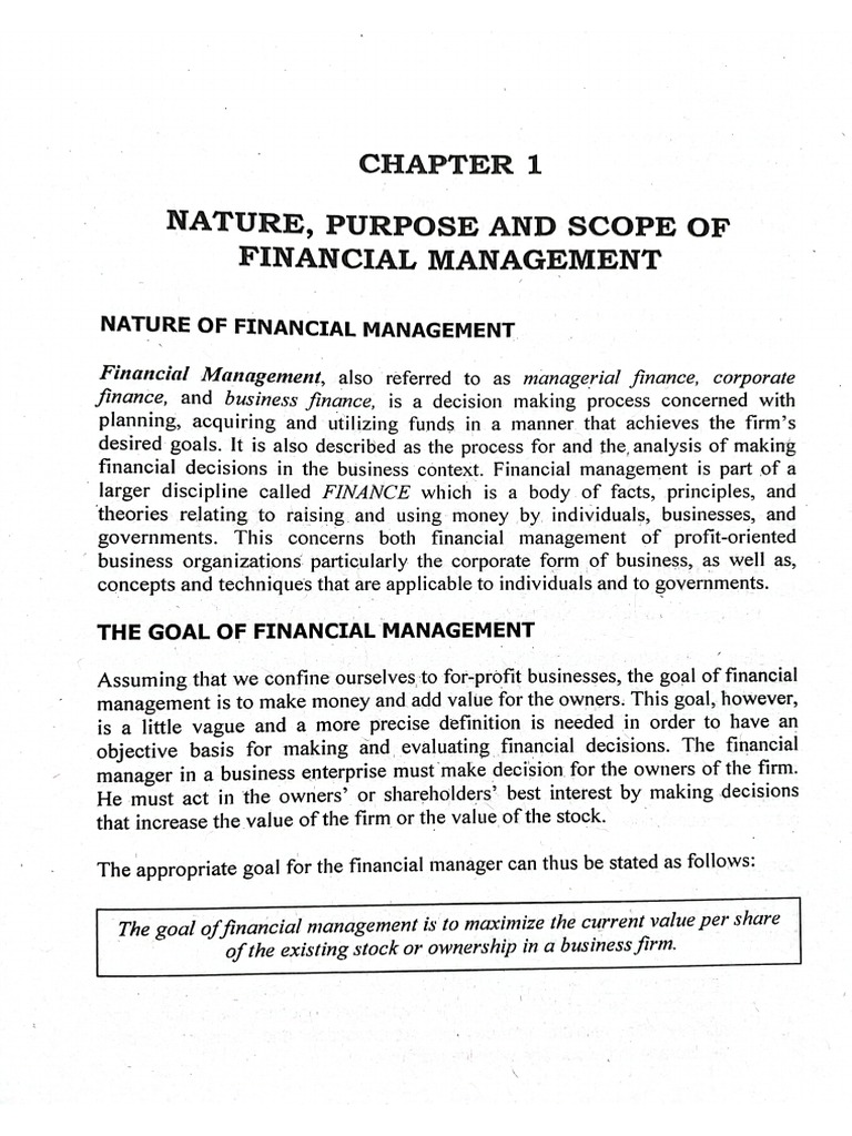 Financial Management Chapter 1 | PDF