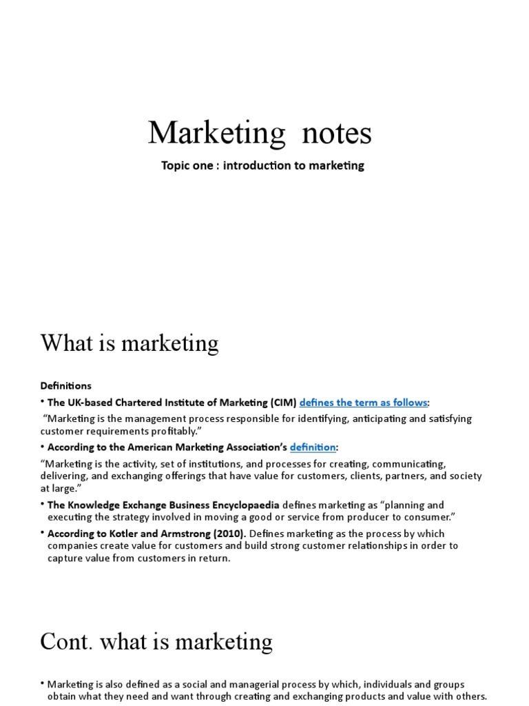 Marketing Notes | PDF
