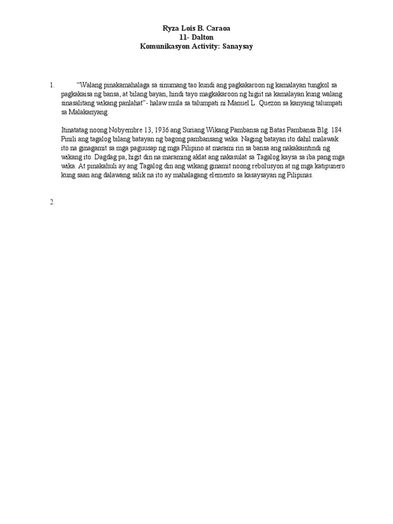 Walang Pinakamahalaga Sa Sinumang Tao Kundi Ang Pagkakaroon NG ...