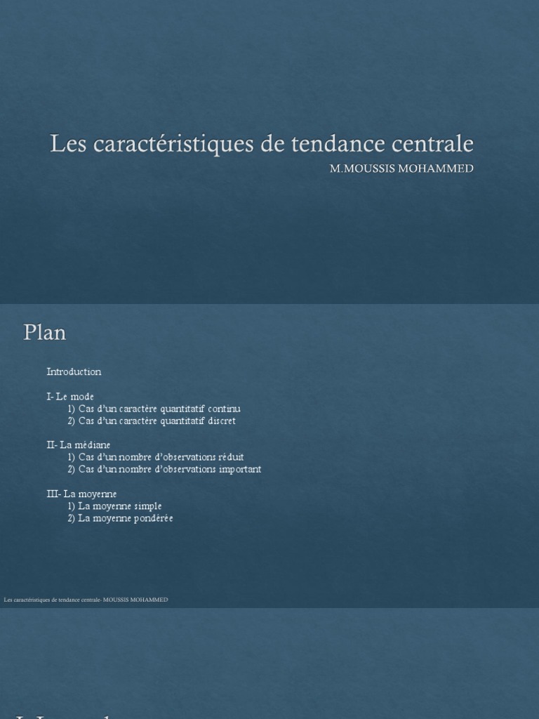 Chapitre Les Caractéristiques de Tendance Centrale | PDF
