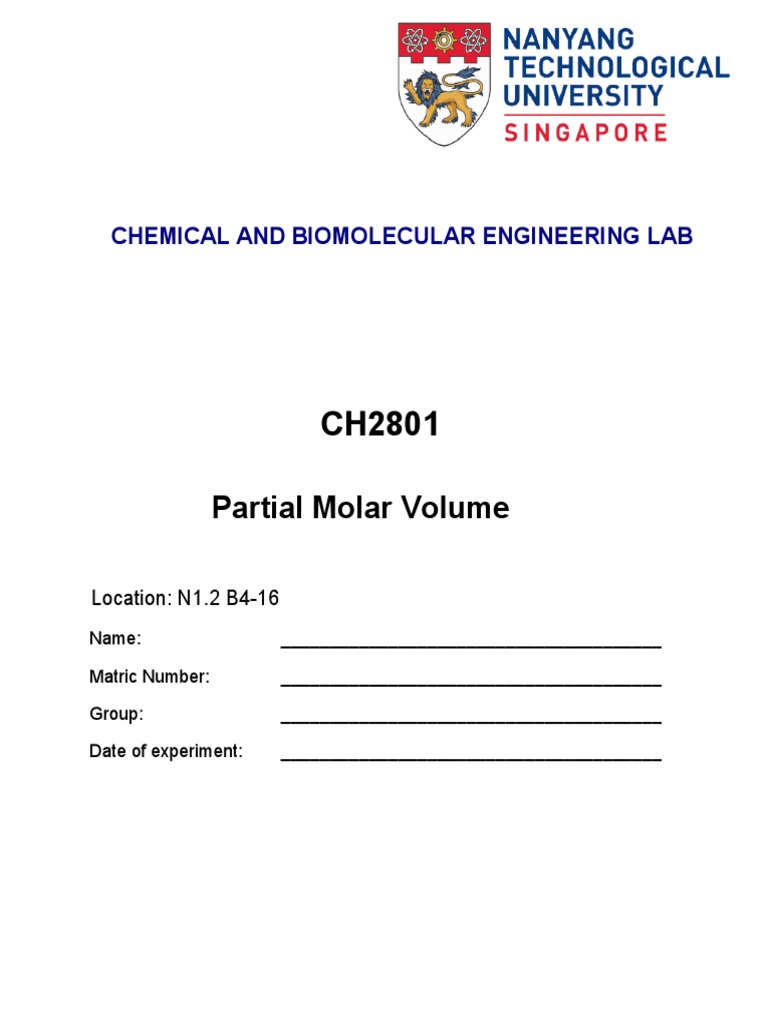 CH2801 C1 Partial Molar Volume | Download Free PDF | Branches Of Thermodynamics | Chemistry