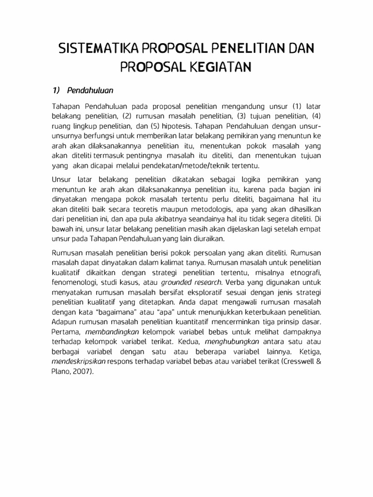 Sistematika Proposal Penelitian Dan Proposal Kegiatan - 2 - 2 | PDF