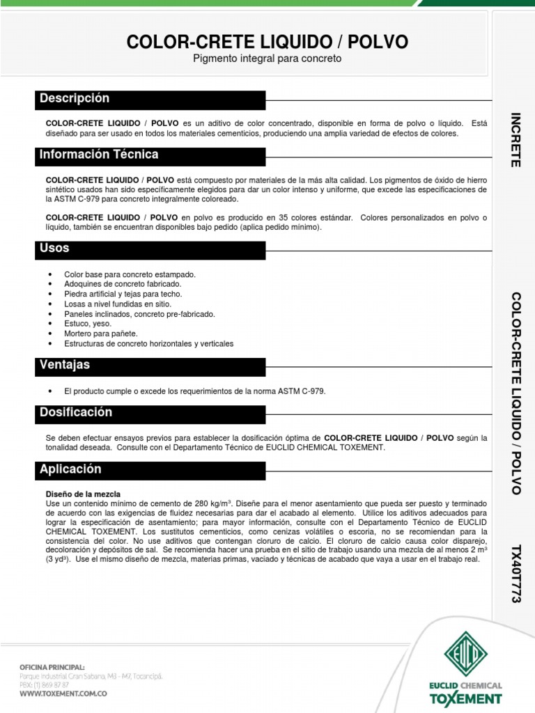 Color Crete Líquido Polvo | PDF | Hormigón | Cemento