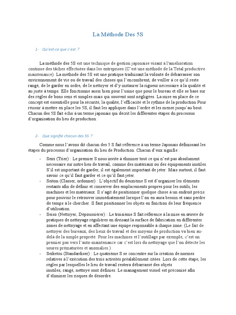 La Méthode des 5S : Guide Pratique | PDF | Business