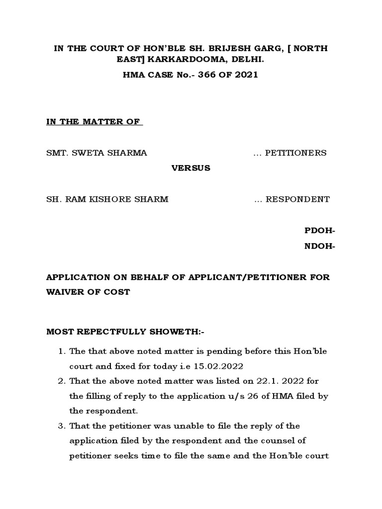 Waiver Application for Court Costs | PDF