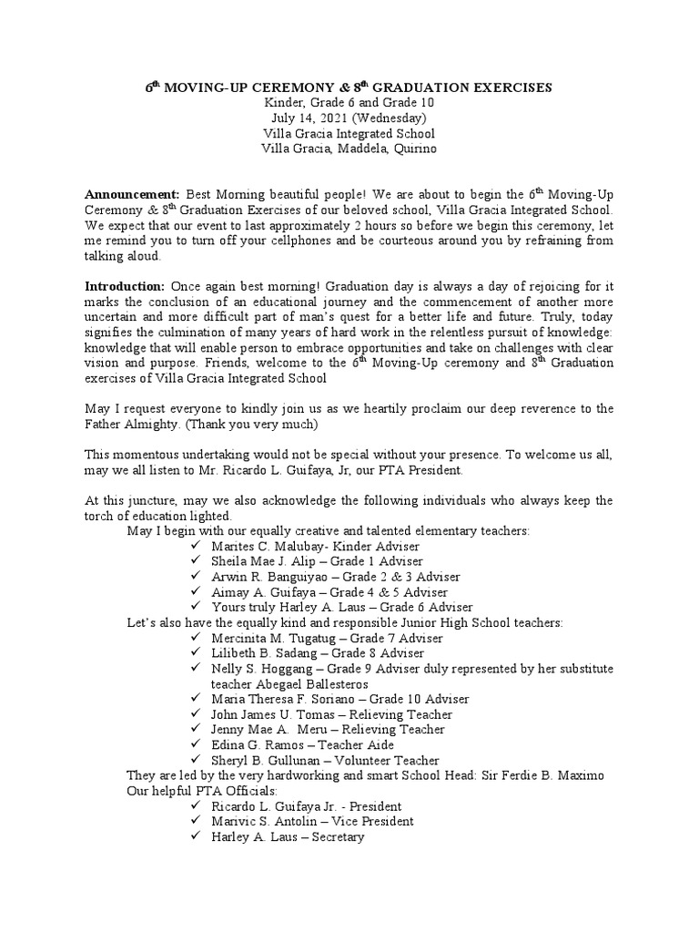 SCRIPT (Graduation & Moving-Up) | PDF | Cognition | Psychological Concepts