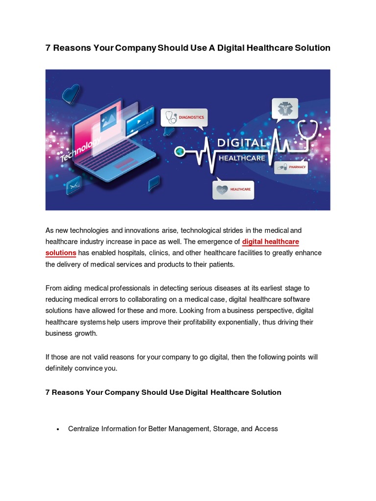 7 Reasons Your Company Should Use A Digital Healthcare Solution | PDF | Health Care | Patient