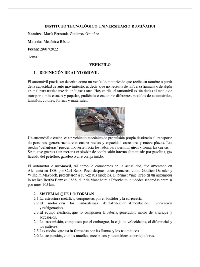 Definición y Estructura del Vehículo | PDF | Ingeniería de Transporte ...
