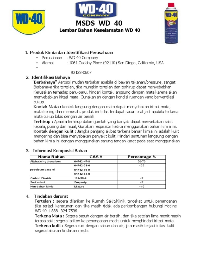 MSDS WD 40 Indo | PDF