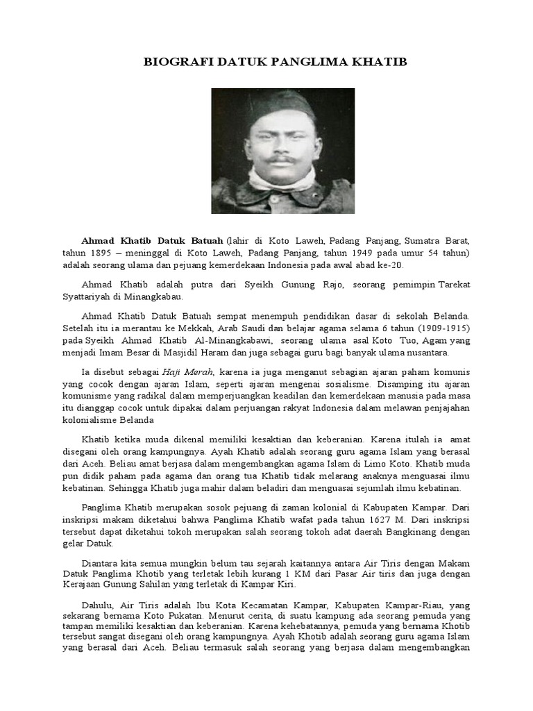 Biografi Datuk Panglima Khatib | PDF