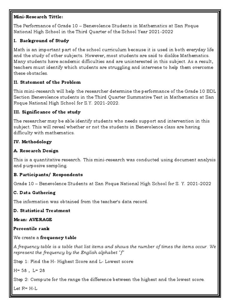 STATISTICAL MINI-RESEARCH Learning Task 2 | PDF | Data | Statistics