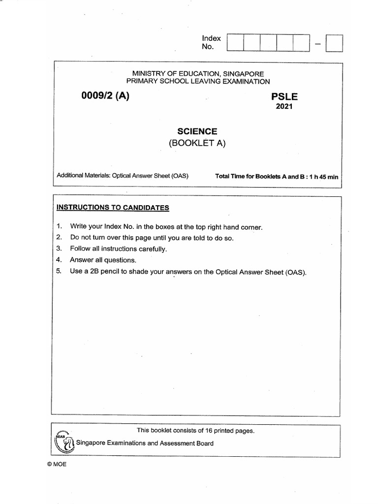 PSLE Science 2021 Booklet A | PDF