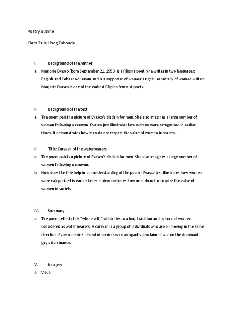 Poetry Outline Waterbearers | PDF | Poetry