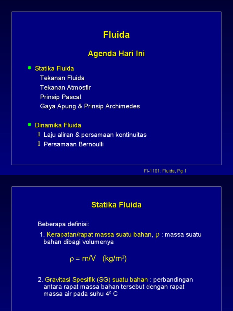 Statika Dan Dinamika Fluida | PDF