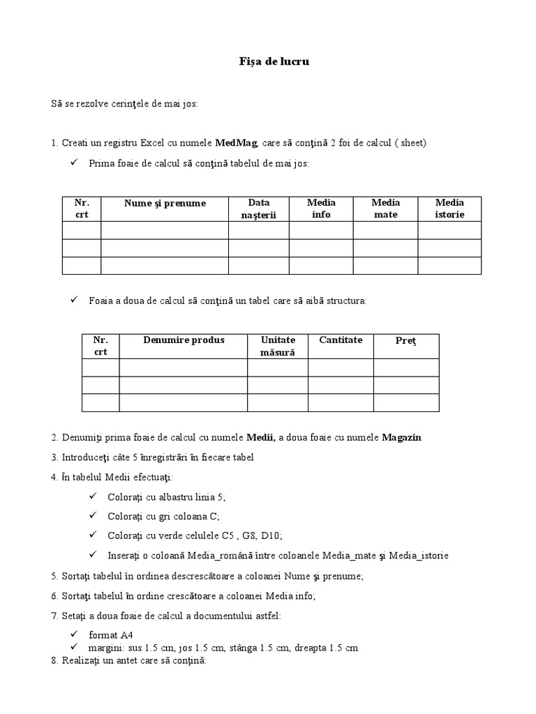 Fisa Recapitulare Excel | PDF