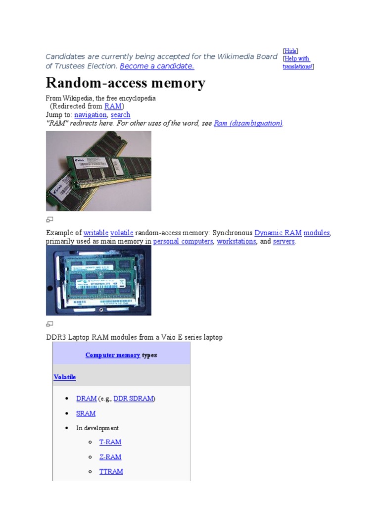 Random-Access Memory: RAM Navigation Search | PDF | Dynamic Random ...