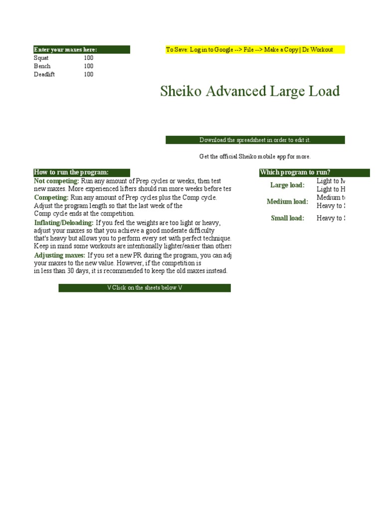 Sheiko Advanced Large Load - DR Workout | PDF