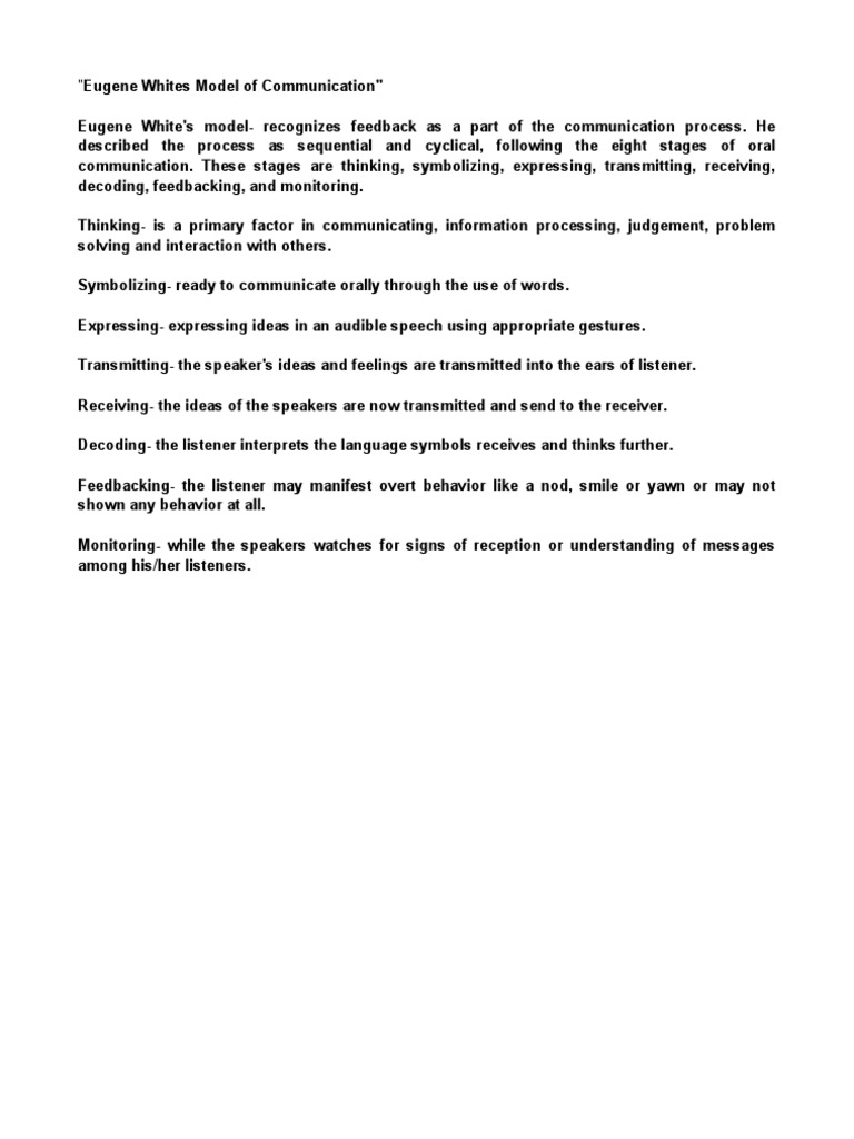 Eugene Whites Model of Communication | PDF