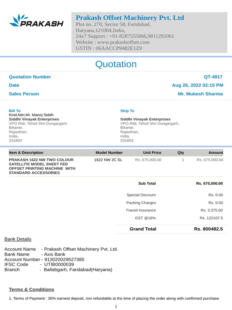 QT - Two Color Offset Printing Machine | PDF | Private Law | Business Law
