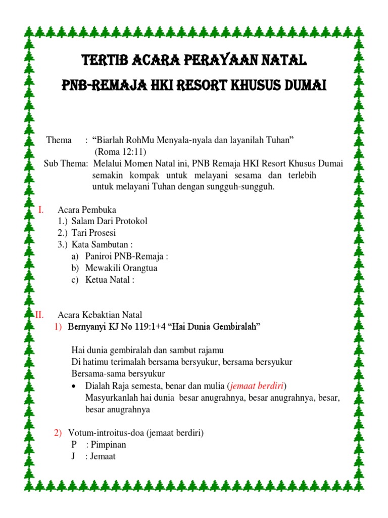 Tertib Acara Perayaan Natal REMAJA HKI | PDF