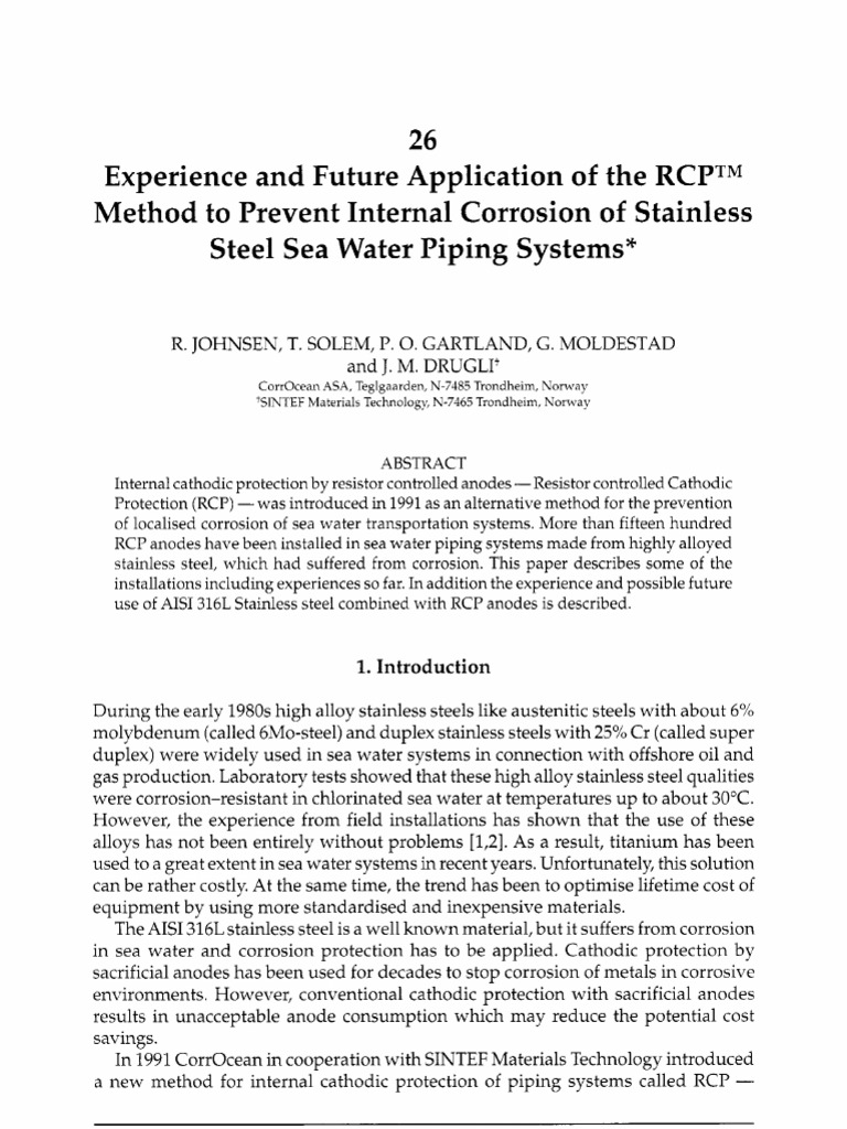 Experience and Future Application of The RCP | PDF | Anode | Corrosion