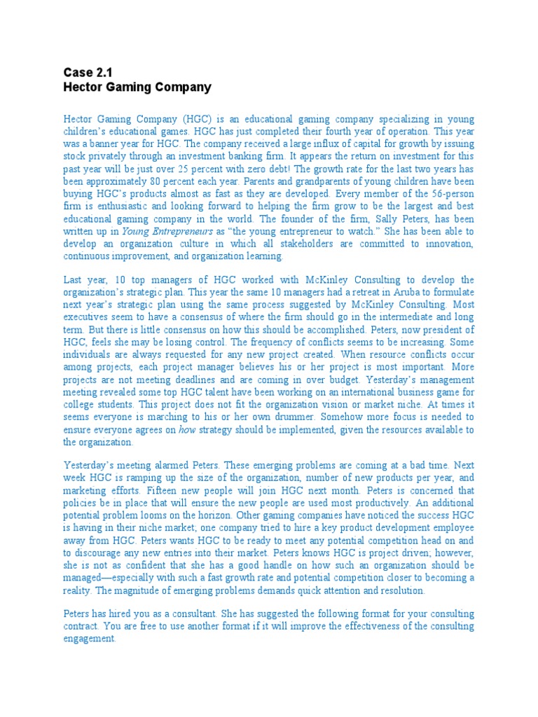 Growing Pains: Addressing Inefficiencies and Competition Threats at Educational Gaming Company ...