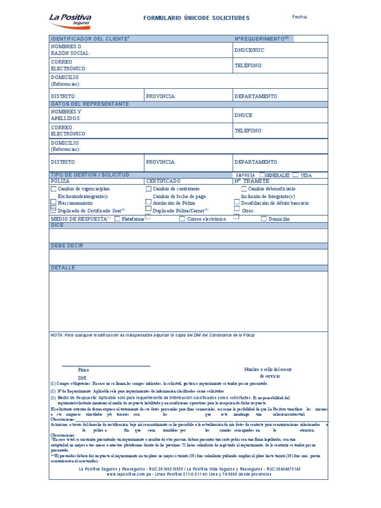 Formato Único de Solicitudes (Fus) | PDF | Póliza de seguros