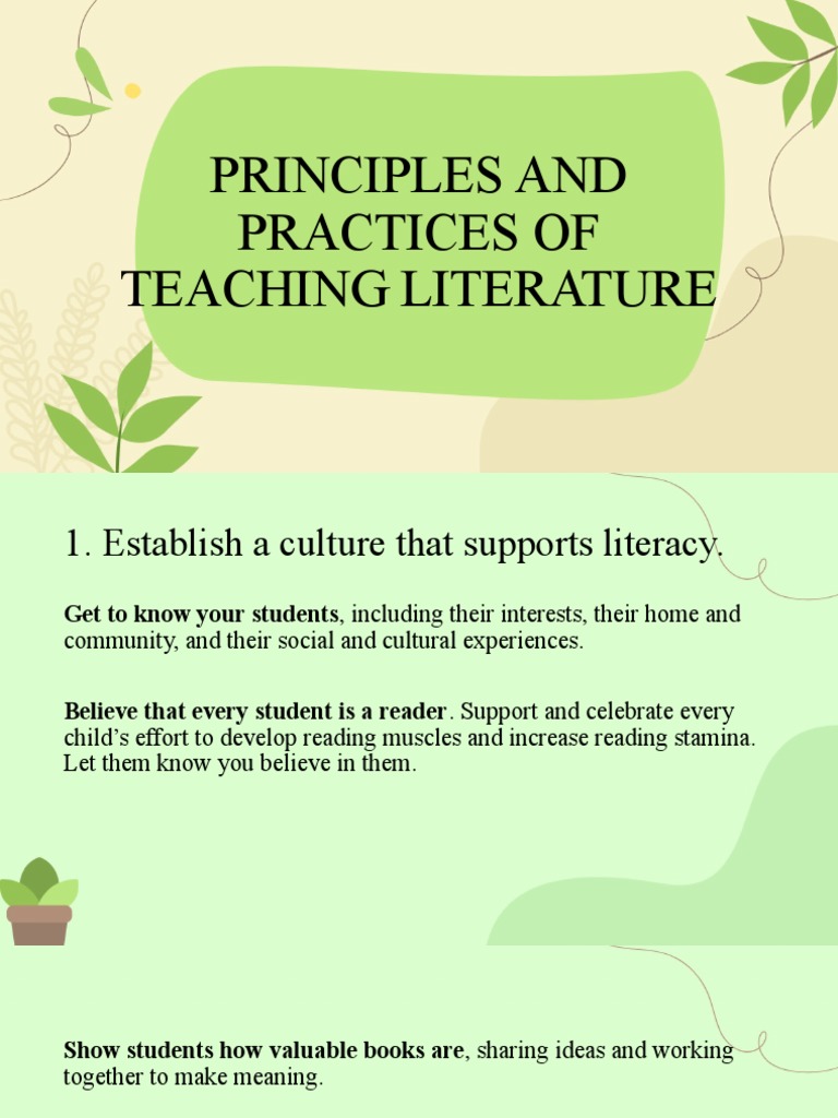 W6. Principles and Practices of Teaching Literature | PDF | Writing | Applied Psychology