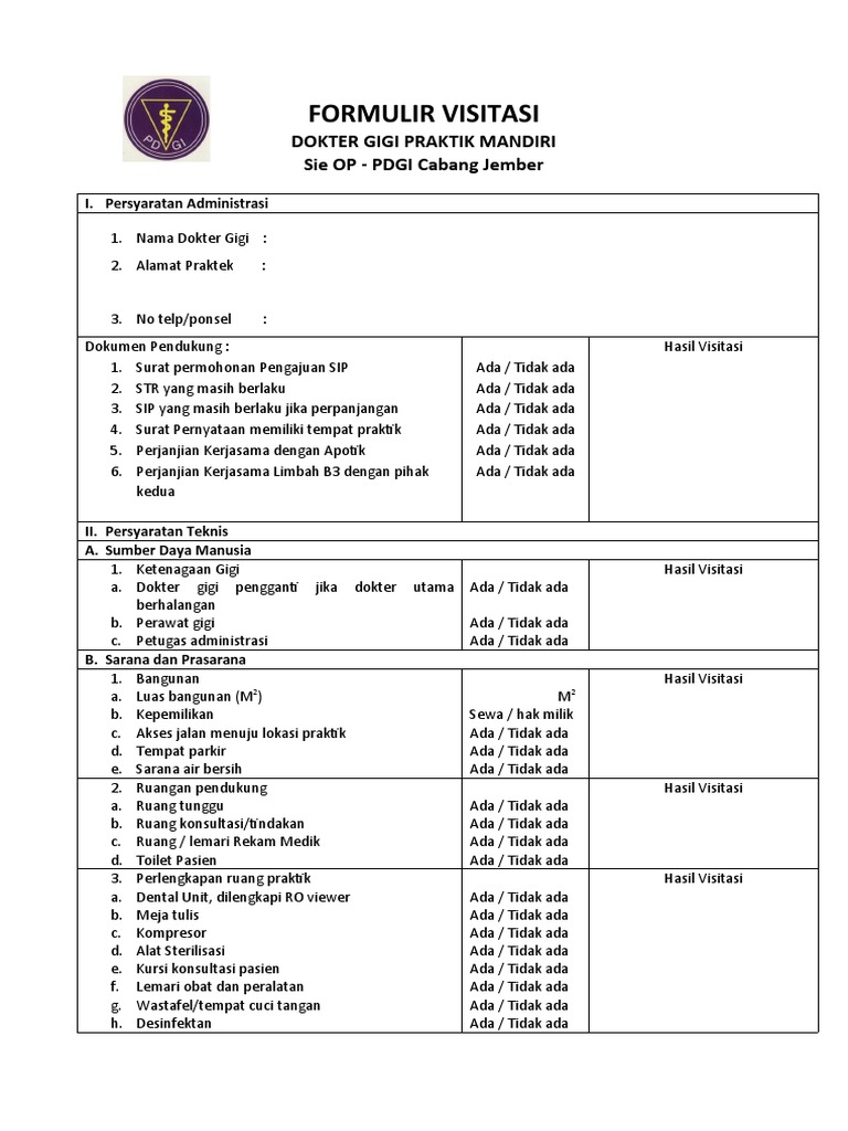 Form Visitasi DPM New | PDF