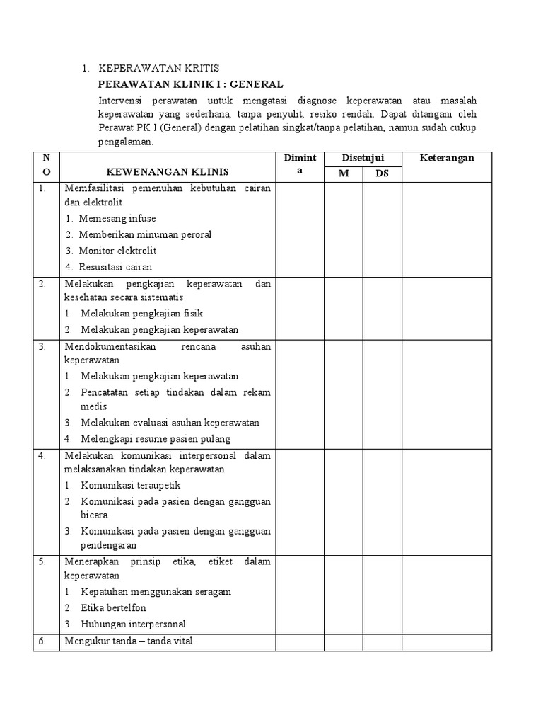 RKK Keperawatan Kritis PK I | PDF