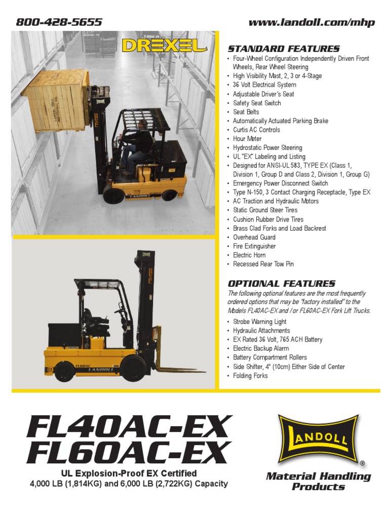 Printable Drexel FL 40 60 EX Landoll Forklift 0520 | PDF | Forklift | Truck
