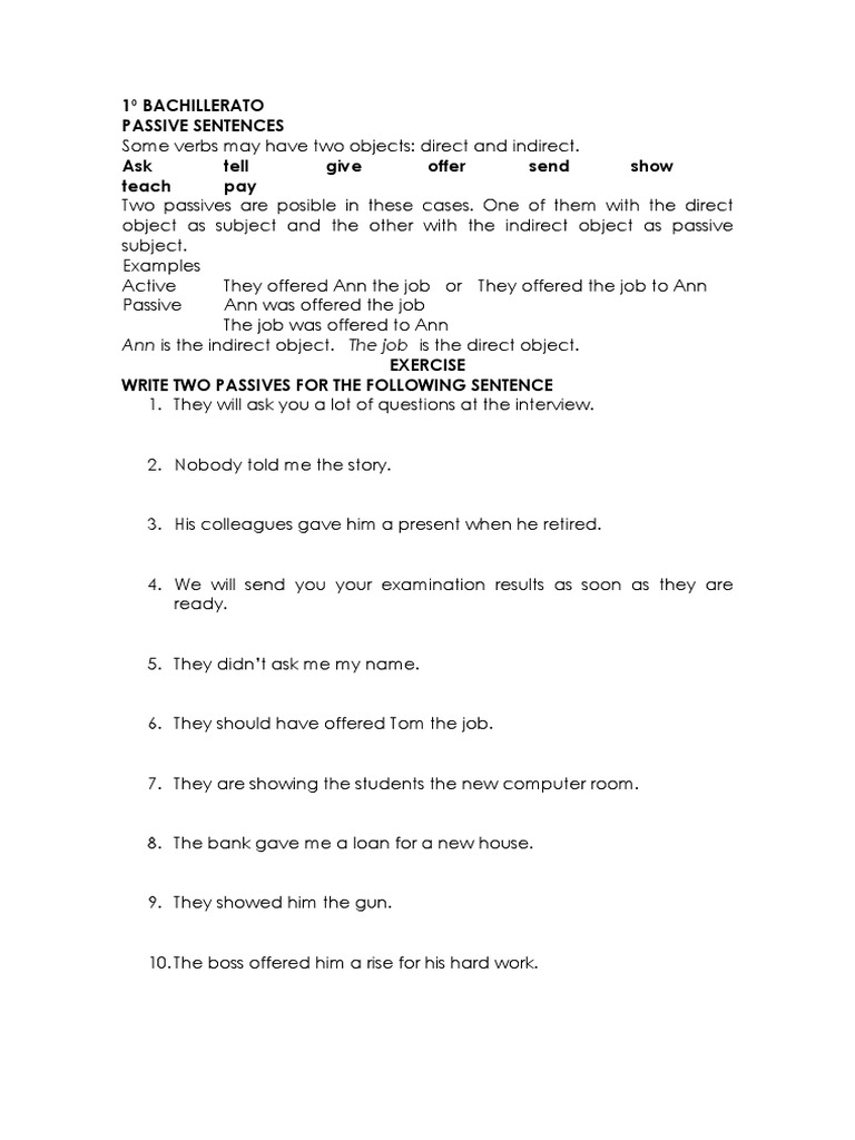 Passive Two Objects | PDF | Language Arts & Discipline