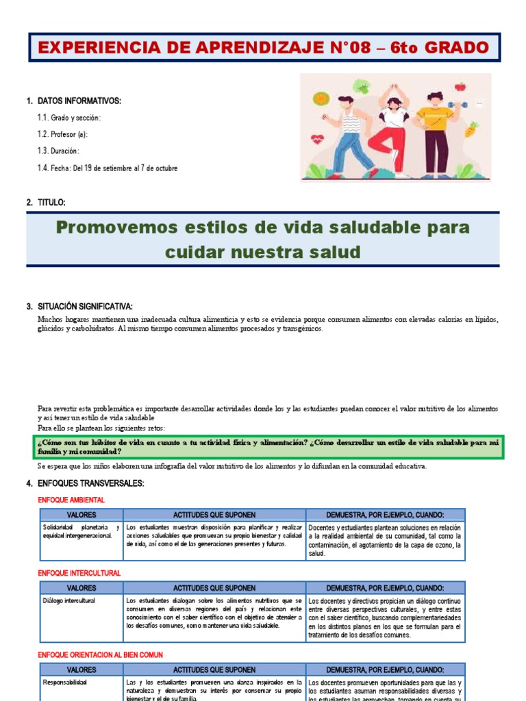6° Grado - Experiencia de Aprendizaje N°08 | PDF | Números | Decimal
