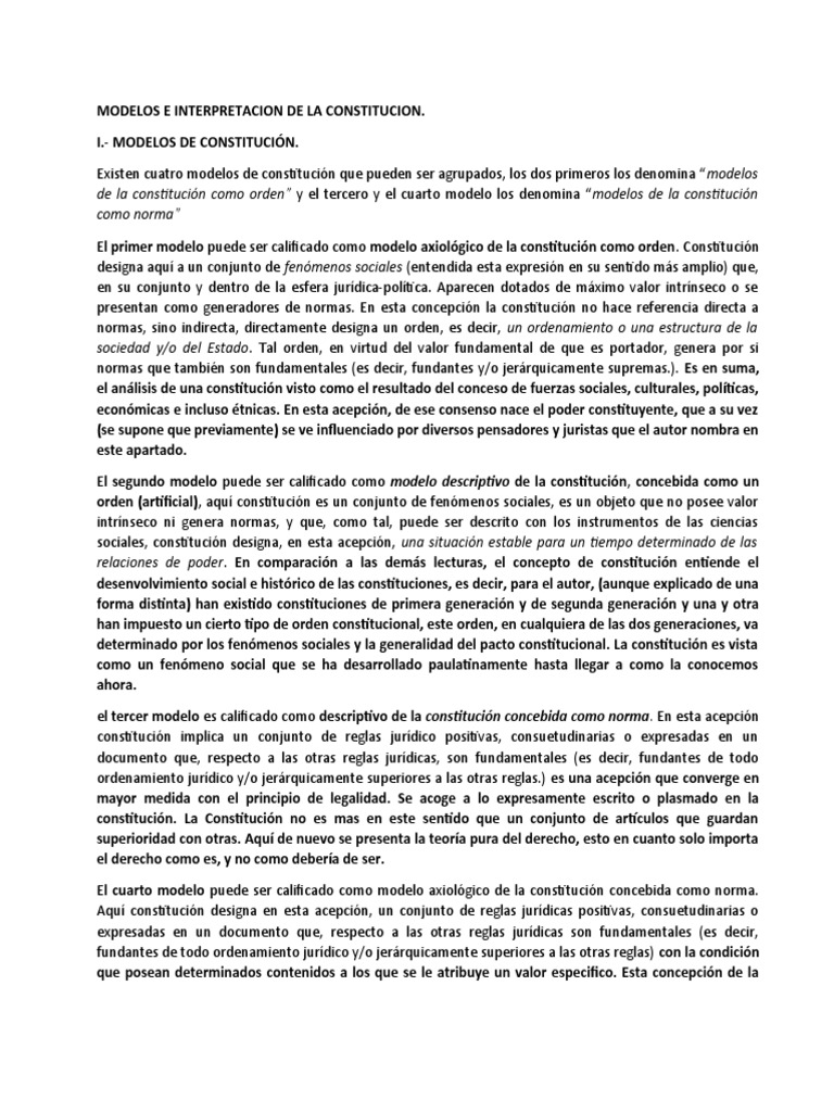 Modelos e Interpretación Constitucional | PDF | Constitución | Axiología