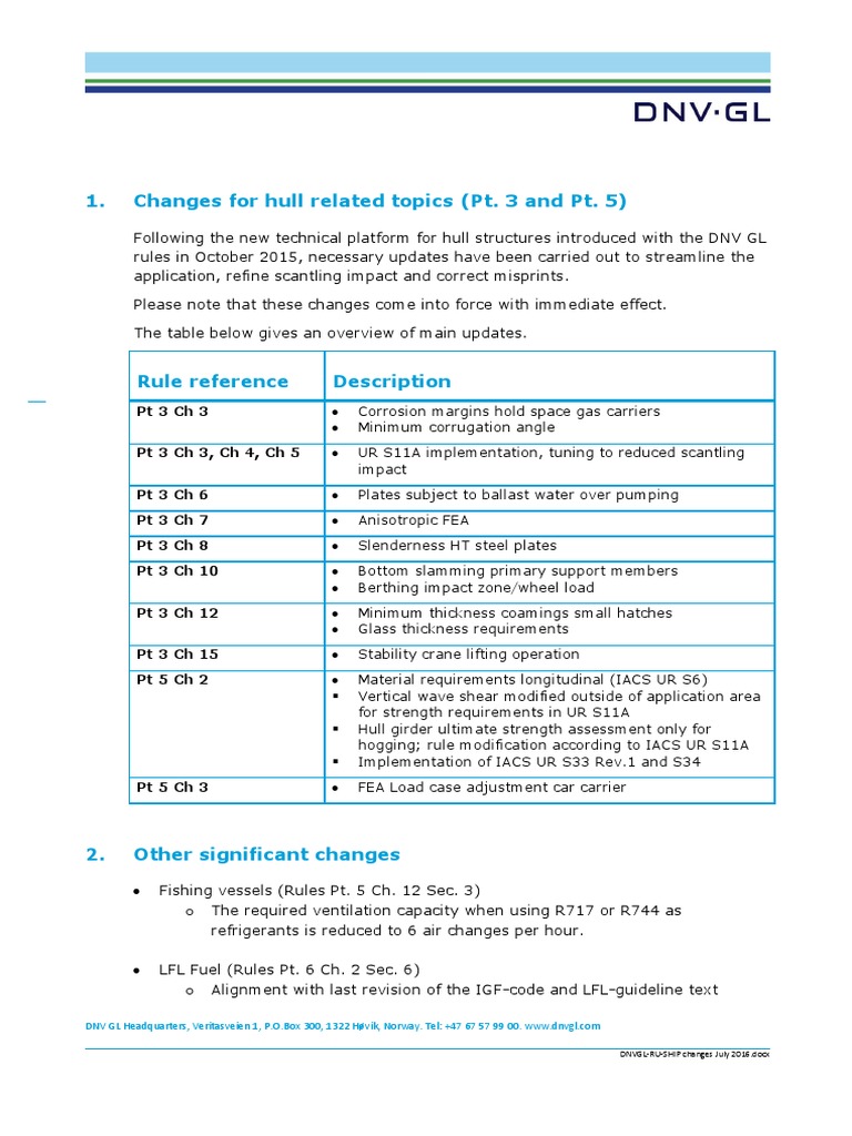 DNVGL-RU-SHIP Changes July 2016 | PDF