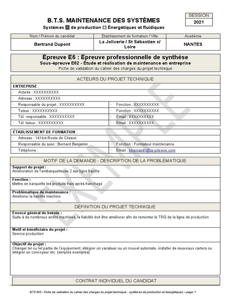 Exemple Fiche de Validation Du Cahier Des Charges E62 | PDF | Informatique