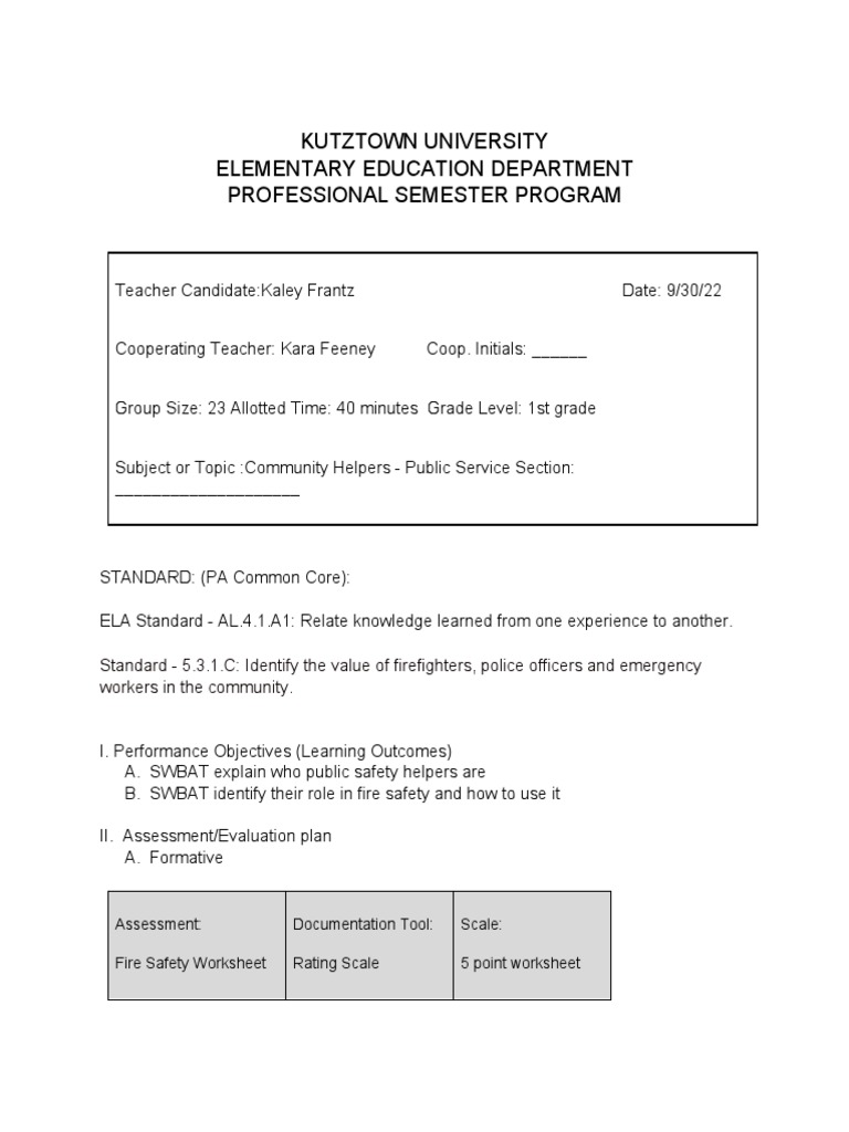 Community Helper - Lesson 4 Public Safety | PDF | Educational ...