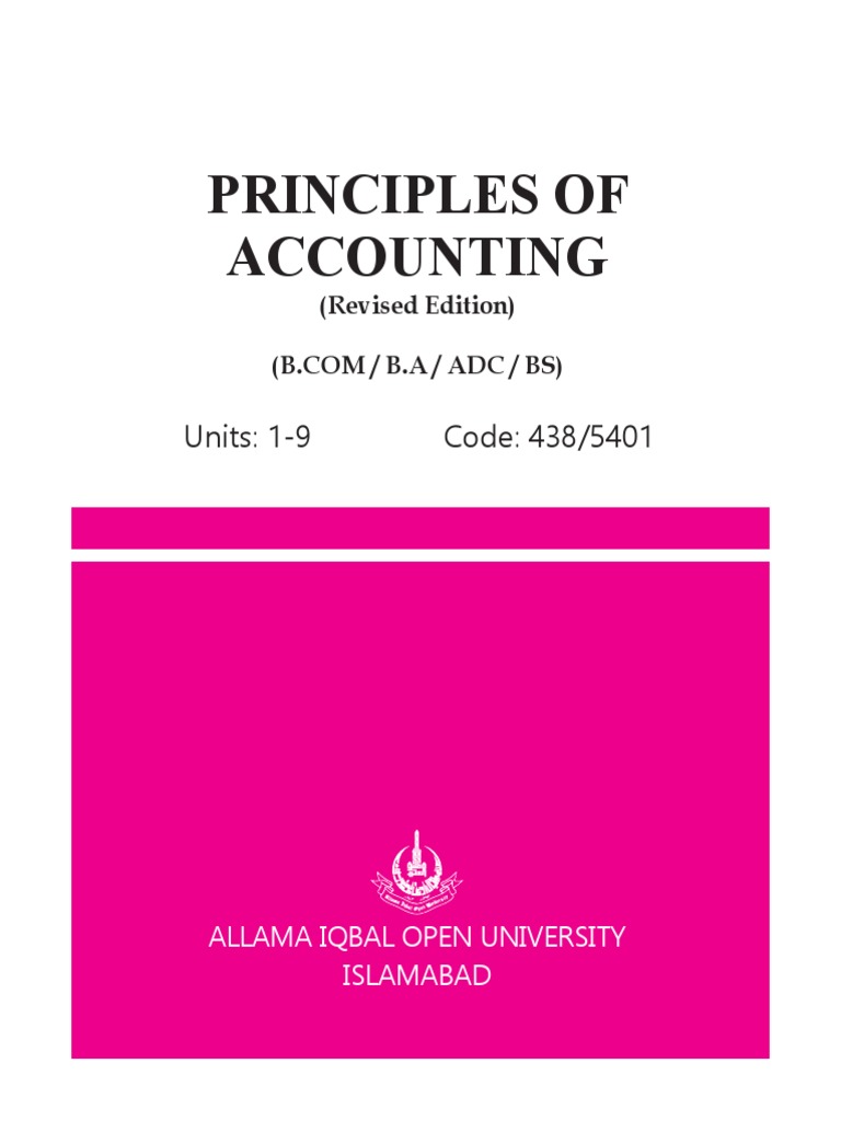 Principles of Accounting: Units: 1-9 Code: 438/5401 | PDF