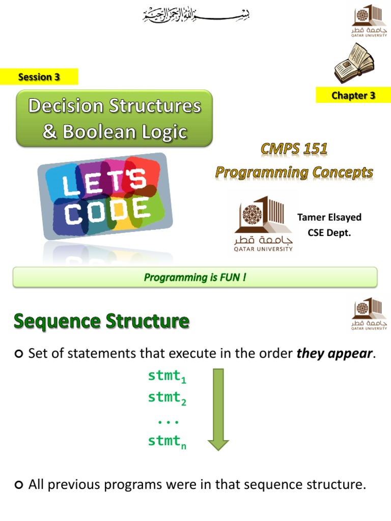 3-CMPS151-F22-Decision Structures and Boolean Logic | PDF | Mathematics | Computer Programming
