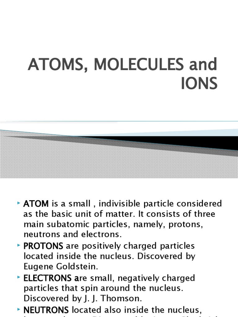 Lesson 3 Atoms Molecules and Ions | PDF