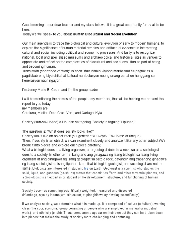 Group2 Script UCSP | PDF | Society | Agriculture