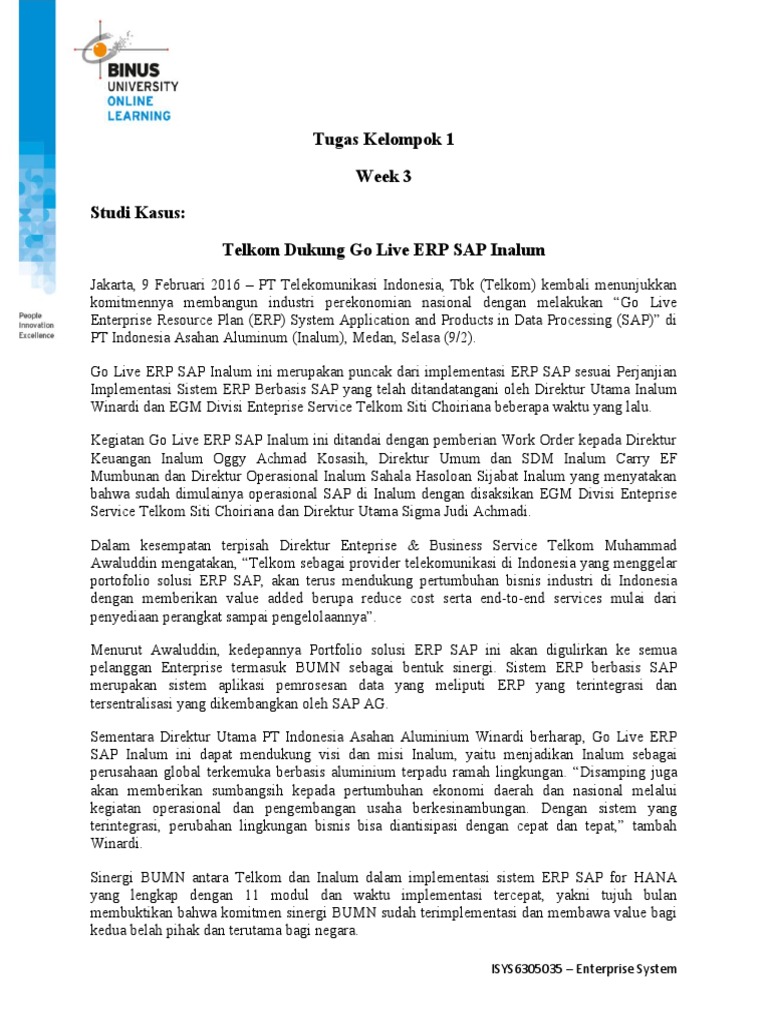 ISYS6305035-Enterprise System-TK1-W3 | PDF | Bisnis