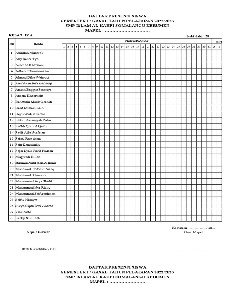 Absen 2022-2023 | PDF