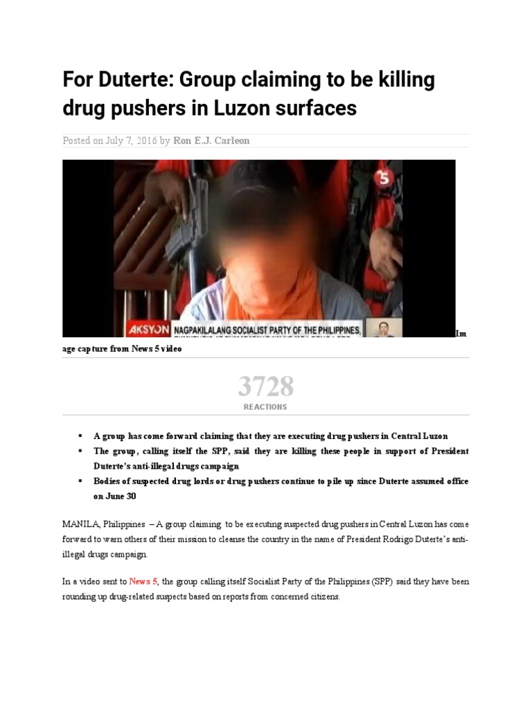 For Duterte - SPP Punish Drug Pusher | PDF | Rodrigo Duterte | Misconduct